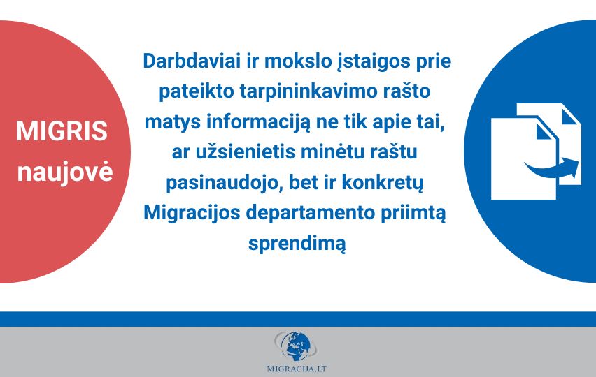 MIGRIS sistemoje šalia tarpininkavimo rašto bus rodomas ir Migracijos ...